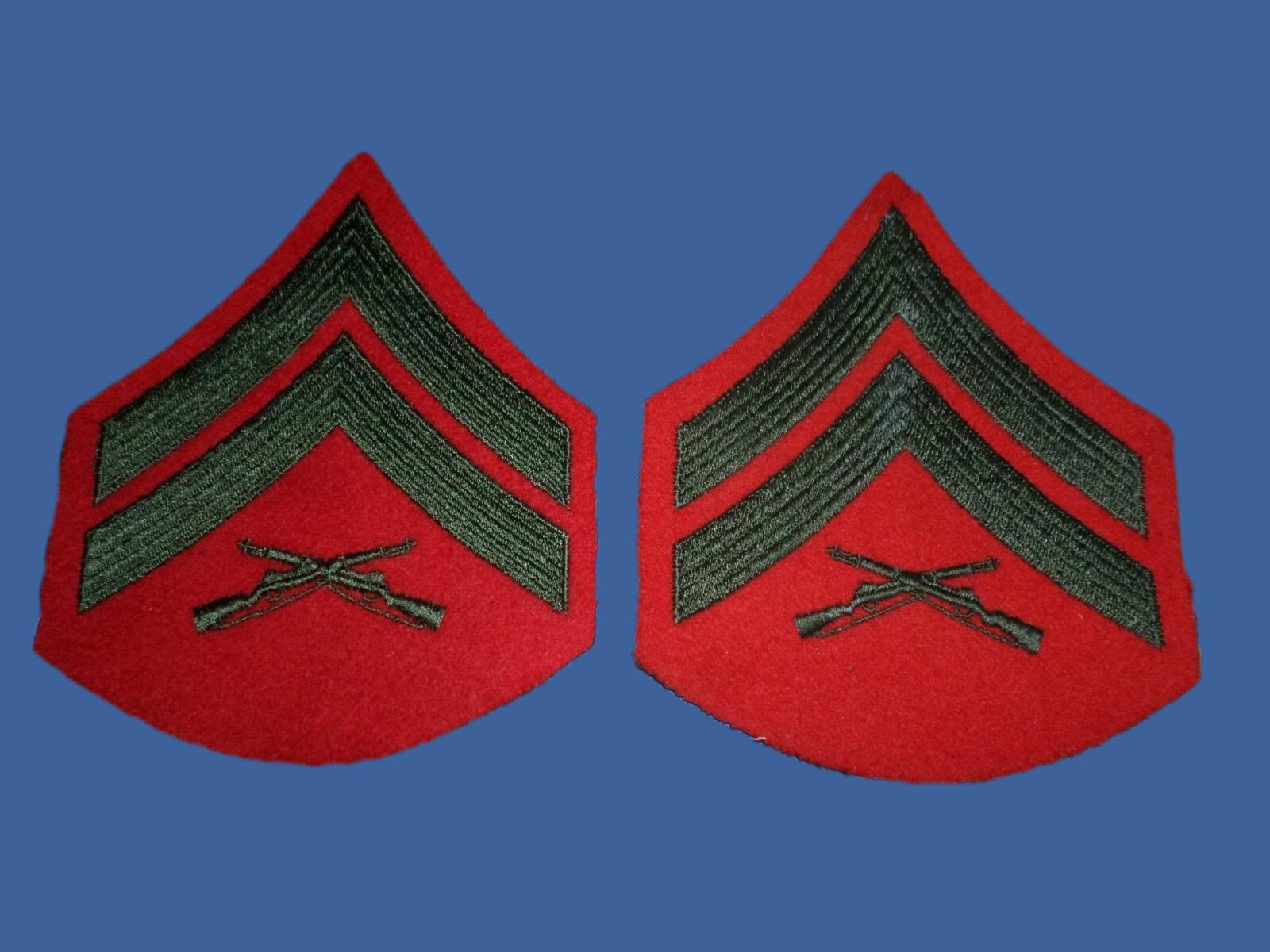 VINTAGE MARINE CORPS CORPORAL SHOULDER PATCHES DRESS UNIFORM CHEVRON ...