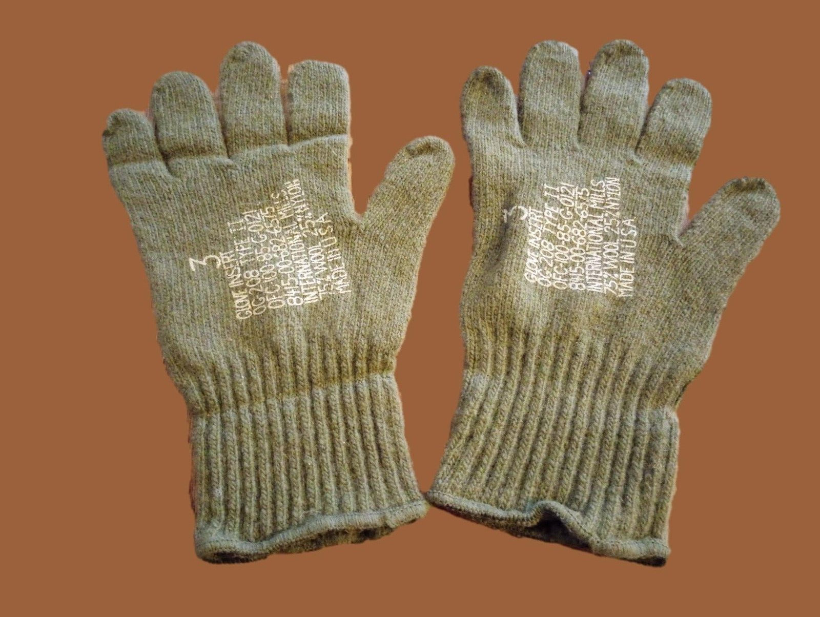 U.S MILITARY D3A GLOVE INSERT LINERS WOOL COLD WEATHER SMALL MEDIUM SZ ...