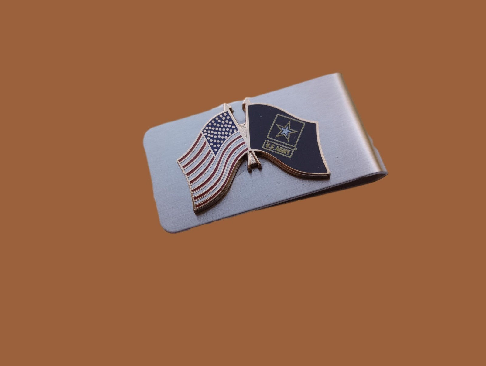 U.S MILITARY ARMY FLAG WITH U.S.A FLAG METAL MONEY CLIP U.S.A MADE NEW ...