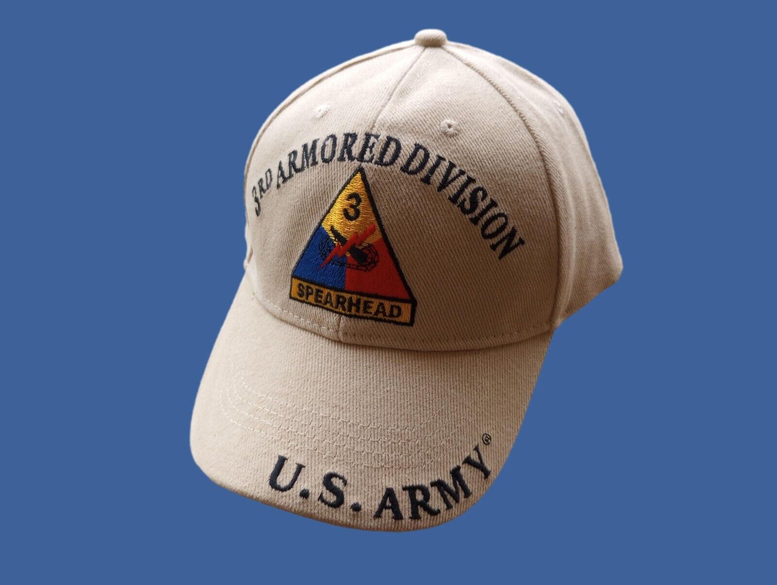 U.S ARMY 3rd ARMORED DIVISION HAT SPEARHEAD KHAKI OFFICIAL LICENSED BA ...