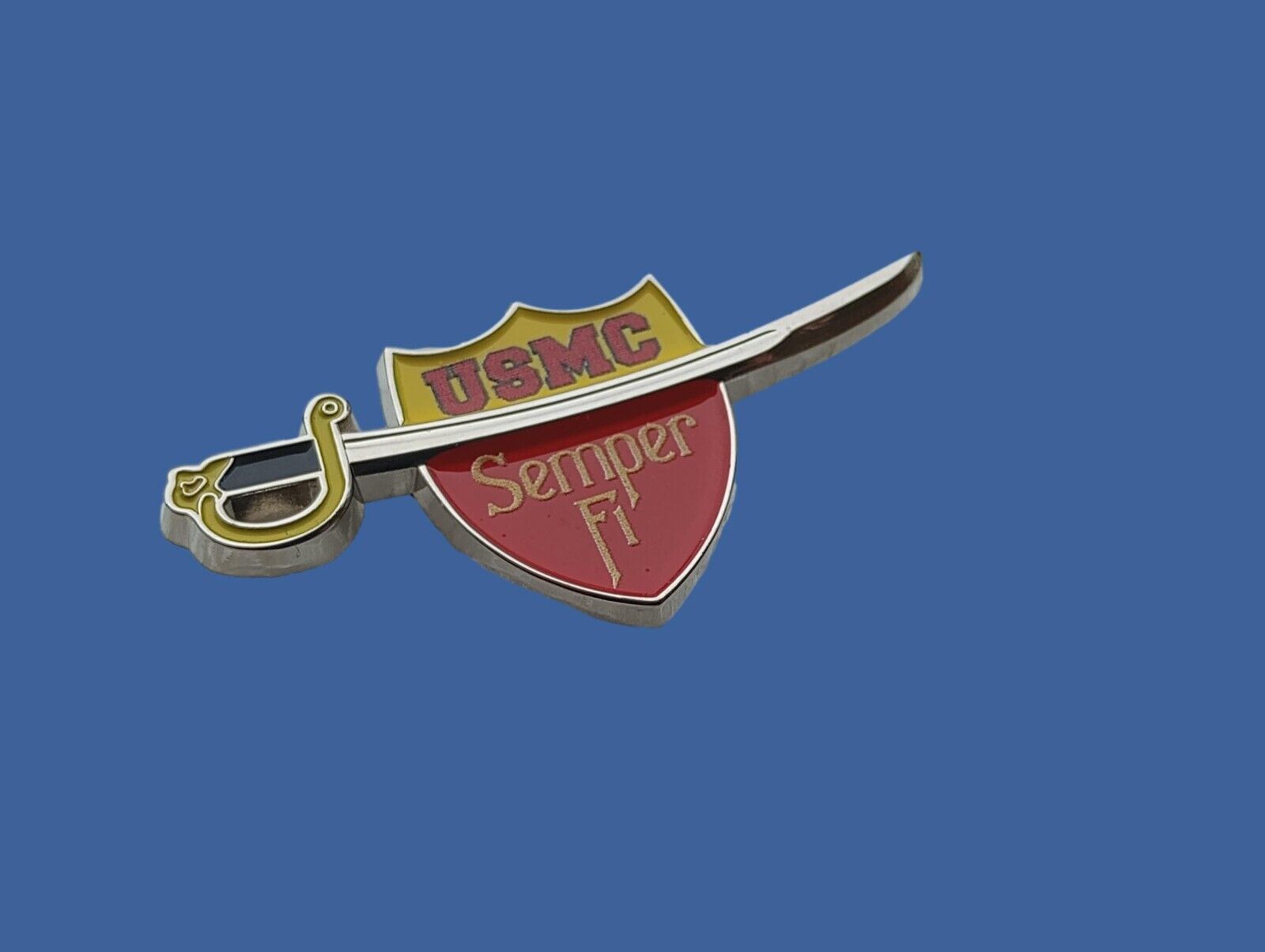 U.S MARINE CORPS HAT PIN LAPEL SWORD SABRE SEMPER FI SHIELD USMC VETER ...