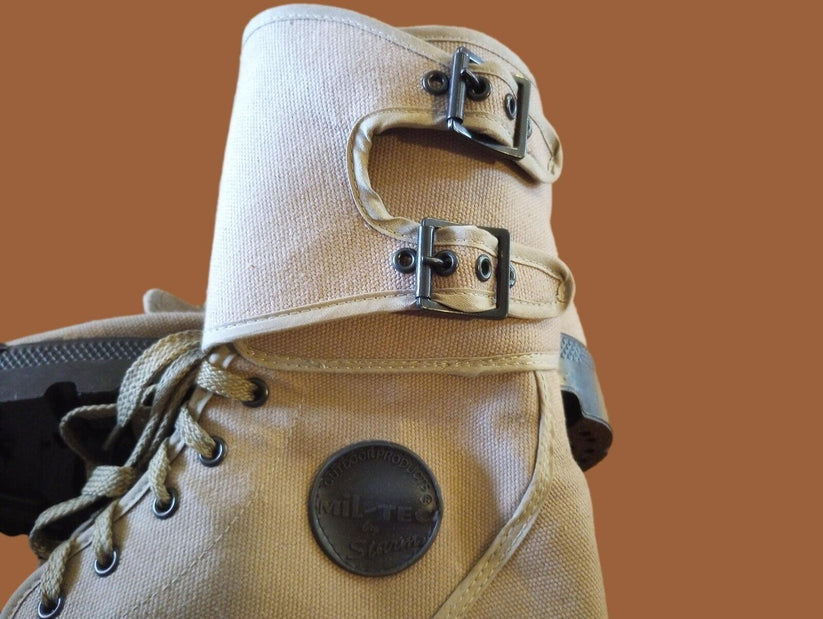 FRENCH STYLE JUNGLE COMBAT BOOT CANVAS COMMANDO BUCKLE TOP SIZE 10 ...