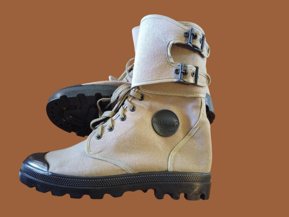 FRENCH STYLE JUNGLE COMBAT BOOT CANVAS COMMANDO BUCKLE TOP SIZE 10 ...