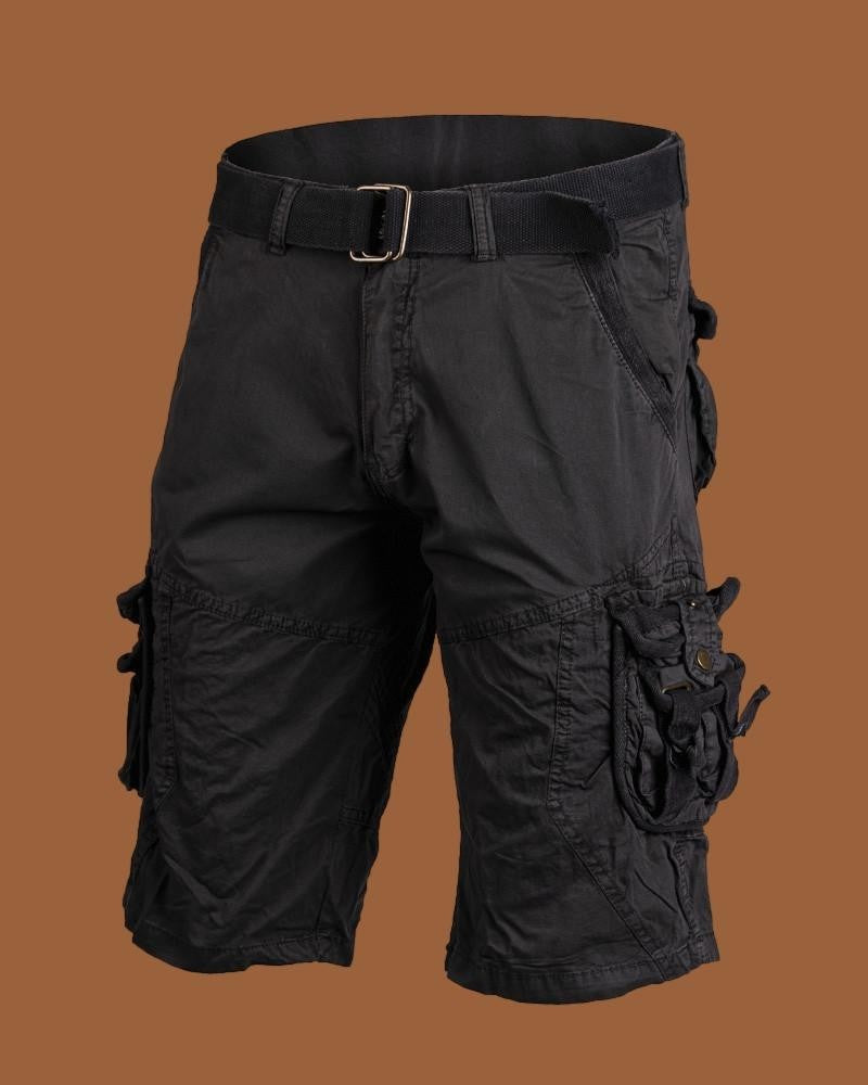 German Military style black cargo tactical shorts 6 pocket prewashed n ...