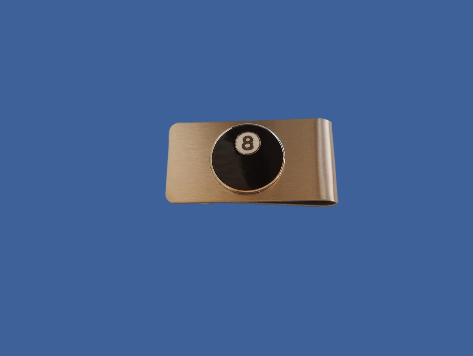 8 BALL STAINLESS STEEL MONEY CLIP U.S.A MADE BILLIARDS EIGHT BALL POOL ...