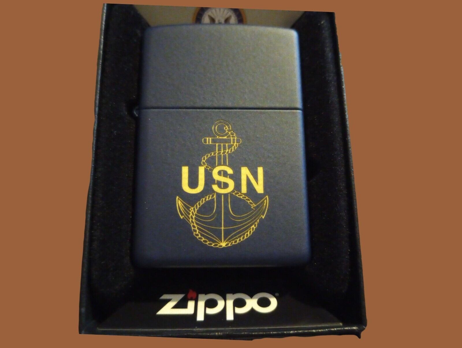 U.S MILITARY NAVY ANCHOR ZIPPO LIGHTER USN BLUE USA MADE NEW IN BOX ...