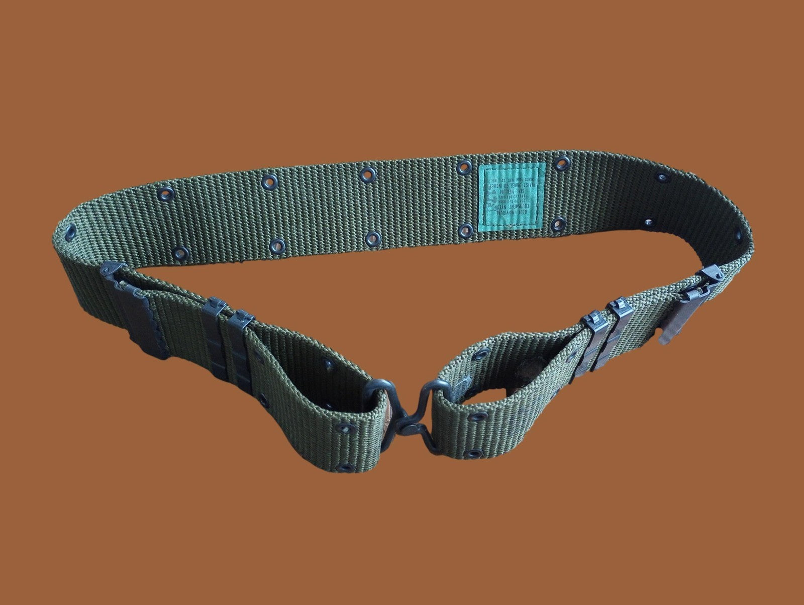 U.S MILITARY VIETNAM ISSUE PISTOL BELT NYLON COMBAT BELT SIZE MEDIUM N ...
