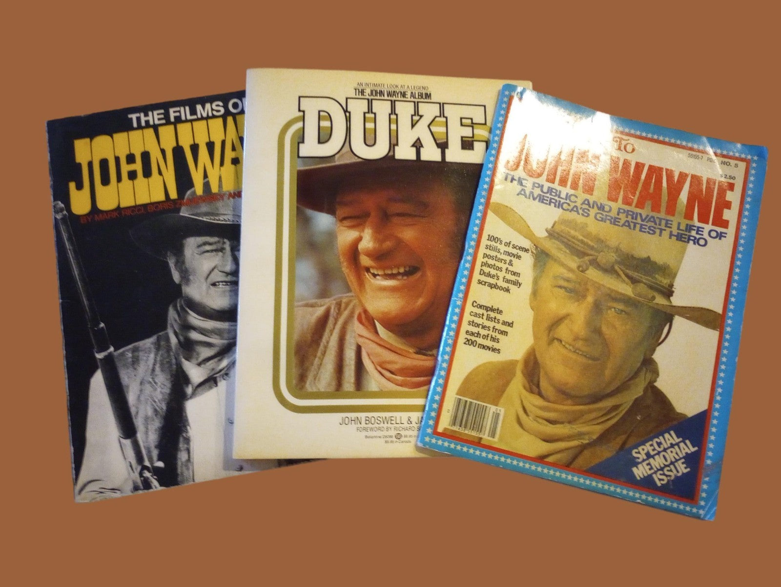 3 John Wayne books Tribute magazine, Duke John Wayne album, Films of J ...
