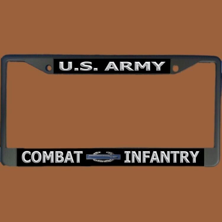 U.S ARMY COMBAT INFANTRY BLACK POWDER COATED METAL LICENSE PLATE FRAME ...