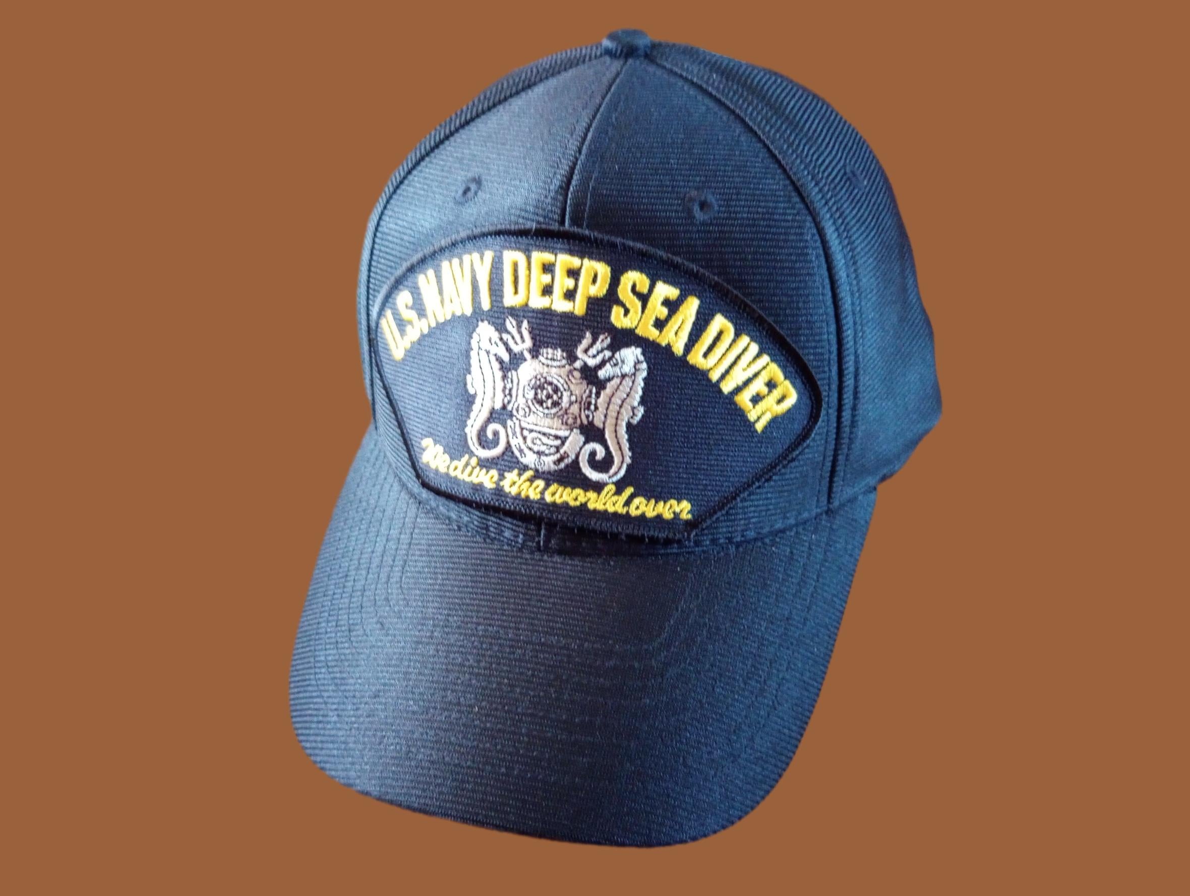 U.S NAVY DEEP SEA DIVER HAT WE DIVE THE WORLD OVER OFFICIAL BALL CAP U ...