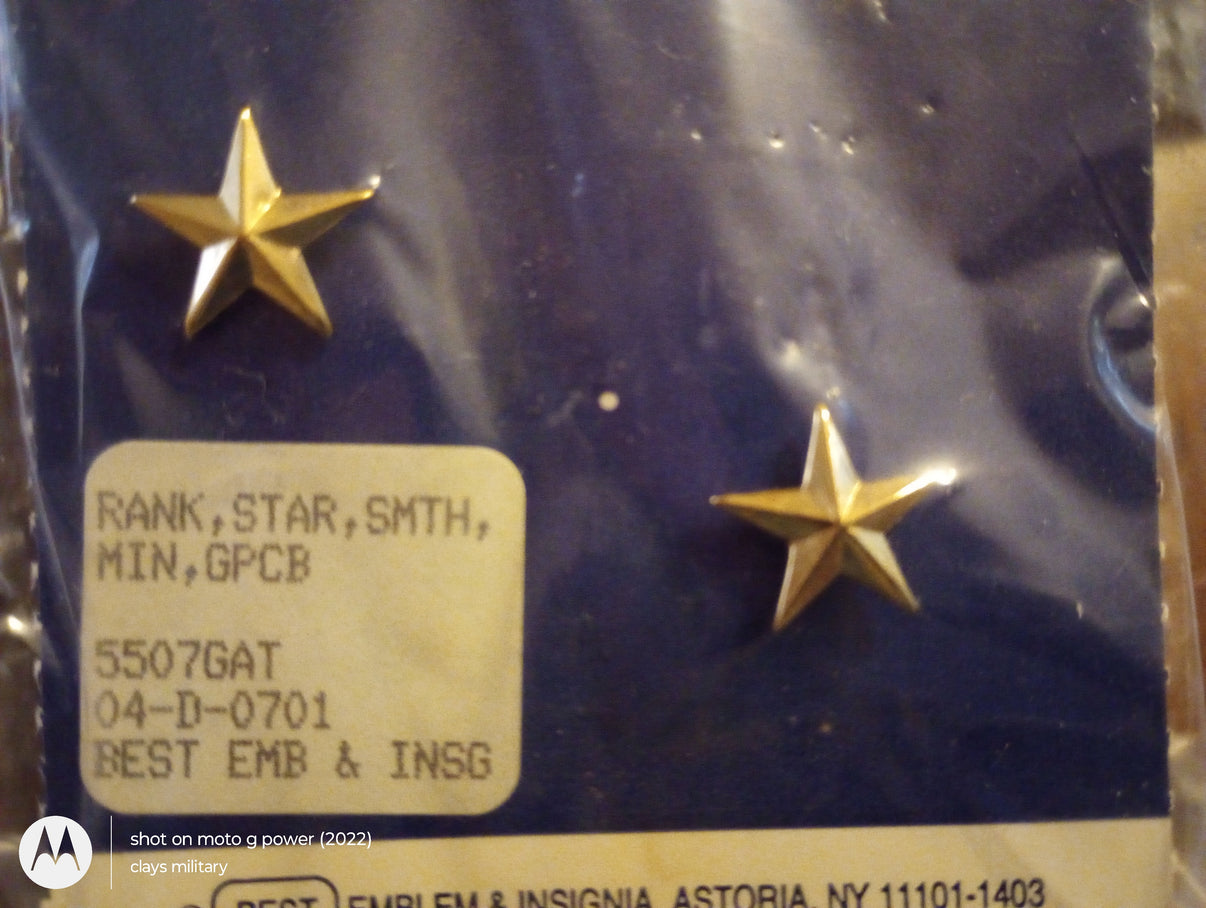 U.S MILITARY ISSUE BRIGADIER GENERAL GOLD ONE STAR COLLAR INSIGNIA USA ...