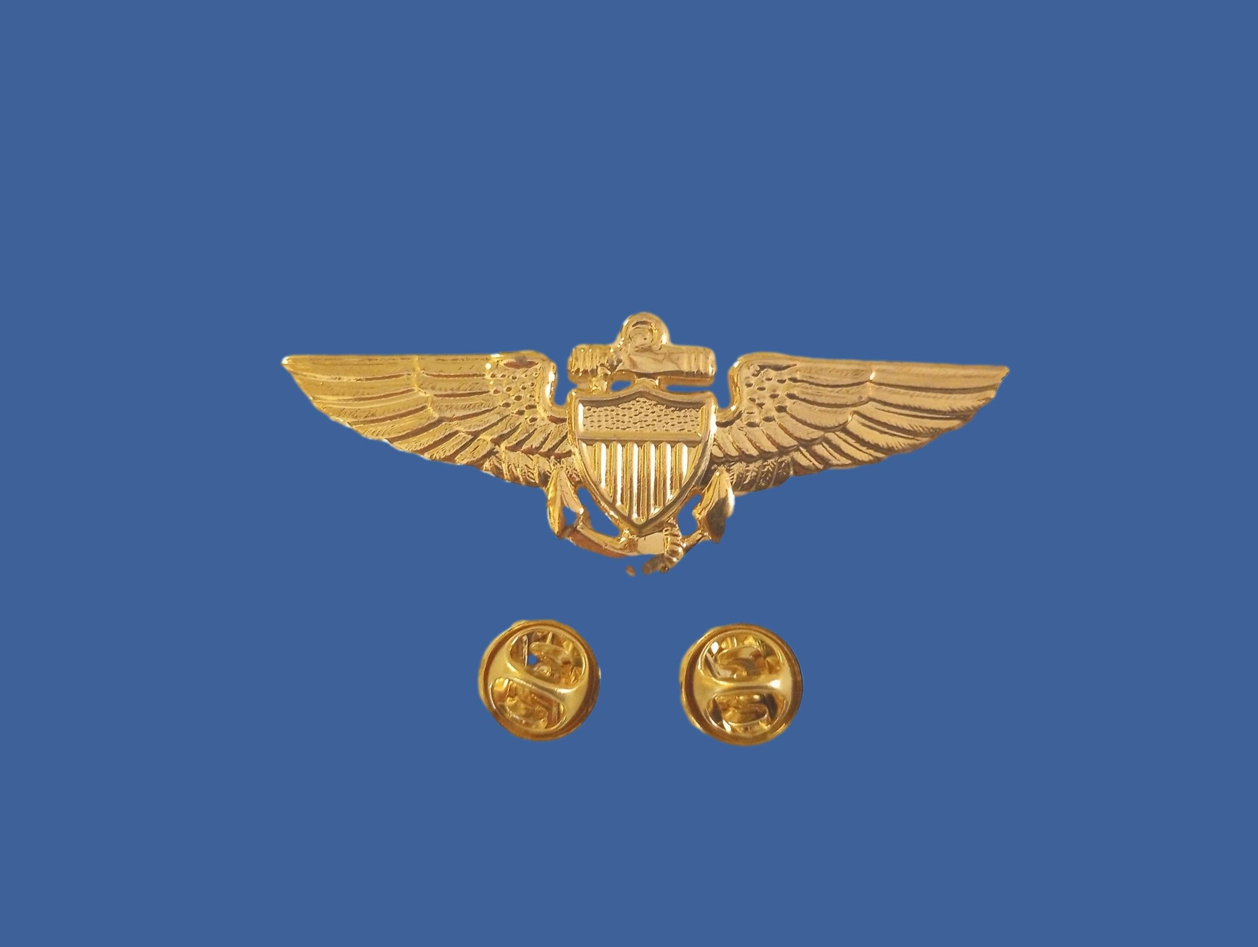 U.S MILITARY NAVY MARINE CORPS GOLD AVIATOR PILOT WINGS PIN AVIATION B ...