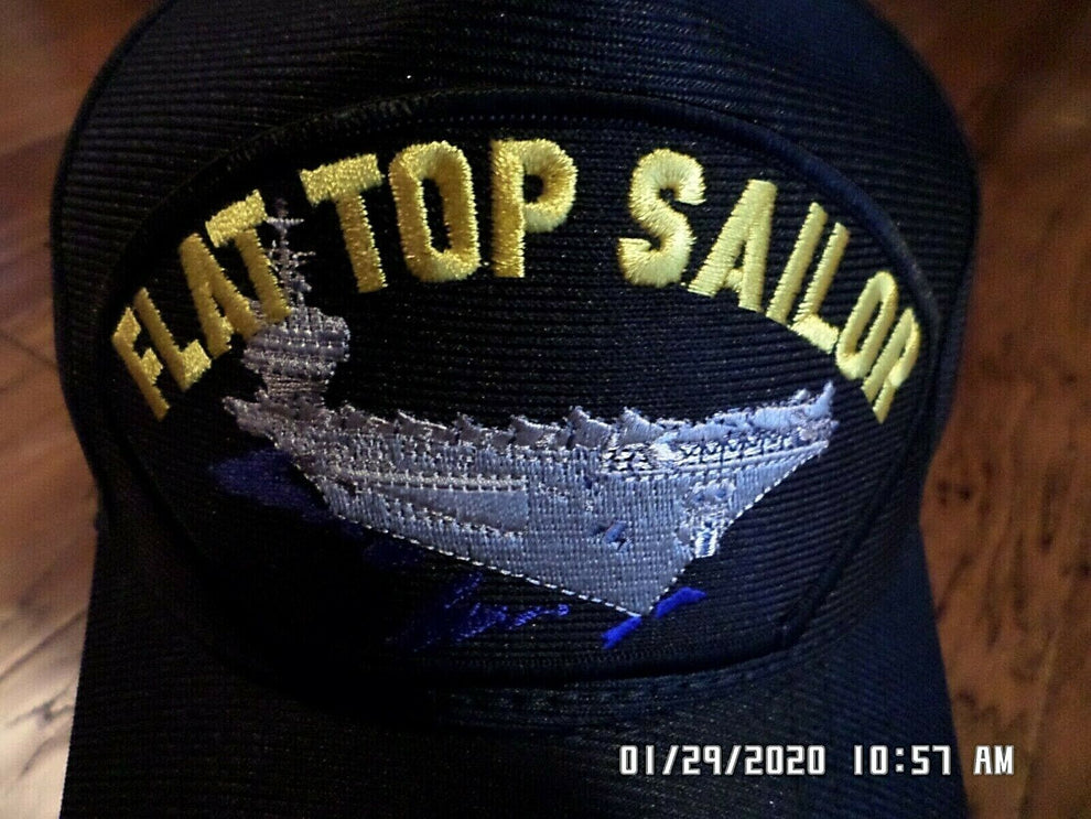 FLAT TOP SAILOR NAVY SHIP HAT U.S MILITARY OFFICIAL BALL CAP U.S.A MAD ...