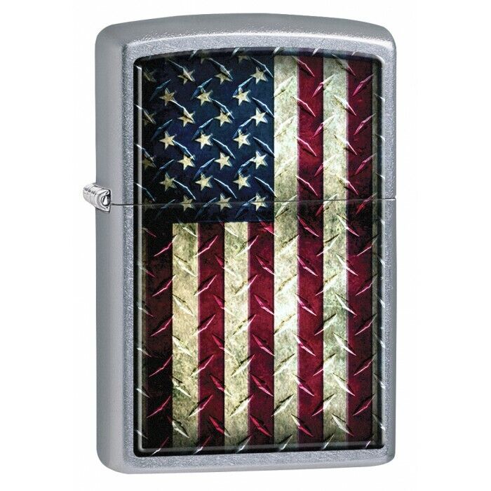 UNITED STATES FLAG ZIPPO LIGHTER INDUSTRIAL STREET CHROME U.S AMERICAN ...