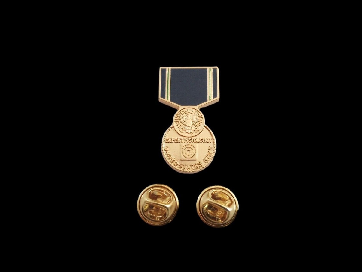 U.S MILITARY NAVY EXPERT PISTOL MARKSMANSHIP MEDAL HAT LAPEL PIN MINI ...