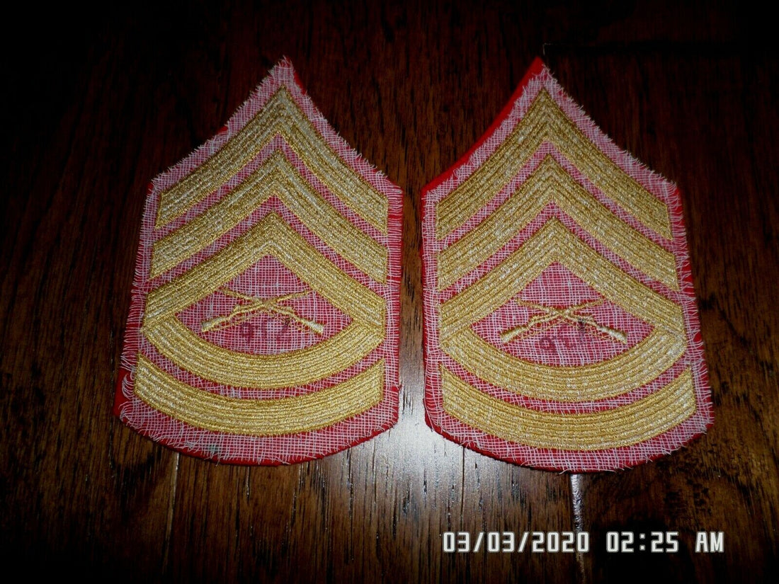 MARINE CORPS GUNNERY SERGEANT SHOULDER PATCHES DRESS BLUES UNIFORM CHE ...