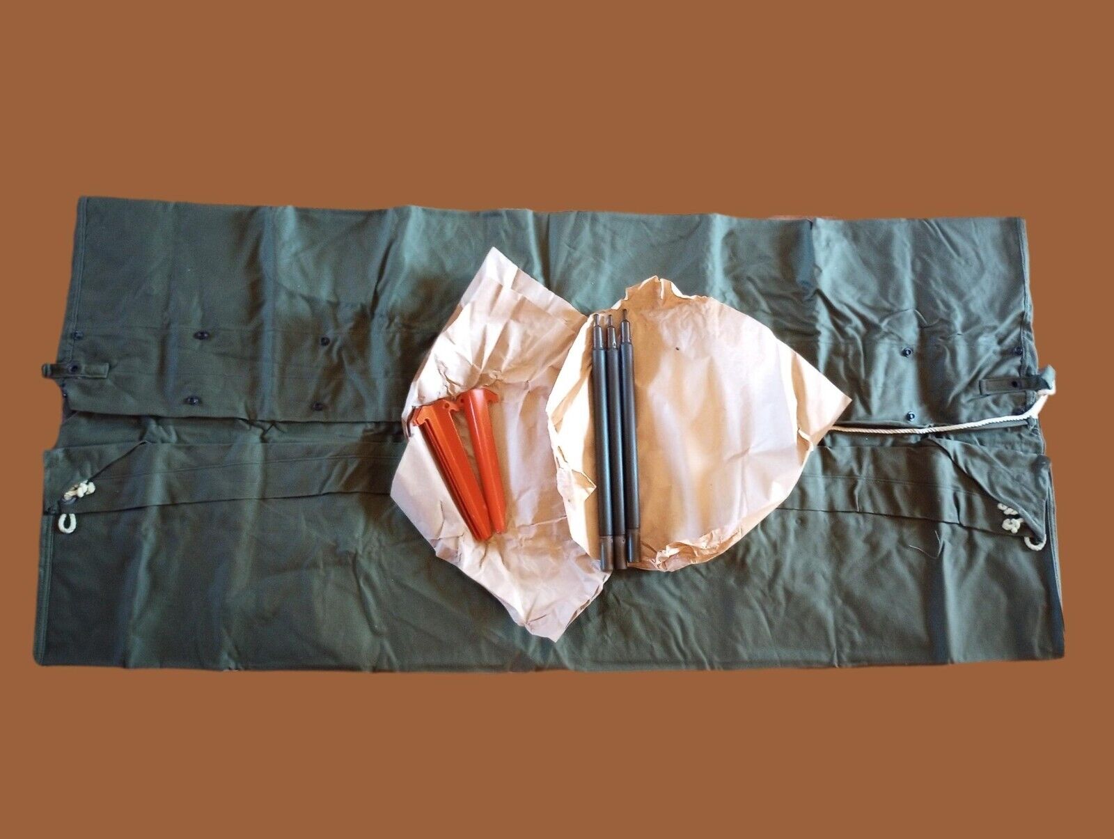 U.S ARMY SHELTER HALF PUP TENT 1/2 TENT NOS MILITARY SURPLUS NEW IN BO ...