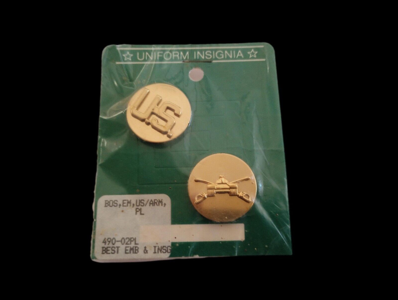 U.S MILITARY ARMY CAVALRY ENLISTED COLLAR DEVICE INSIGNIA U.S.A MADE W ...