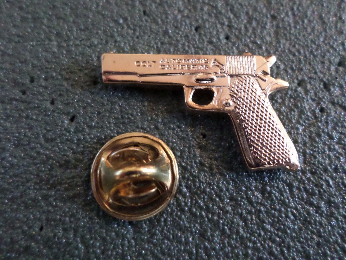 COLT 45 AUTOMATIC PISTOL HAT PIN LAPEL PIN GOLD IN COLOR – Clay's Military