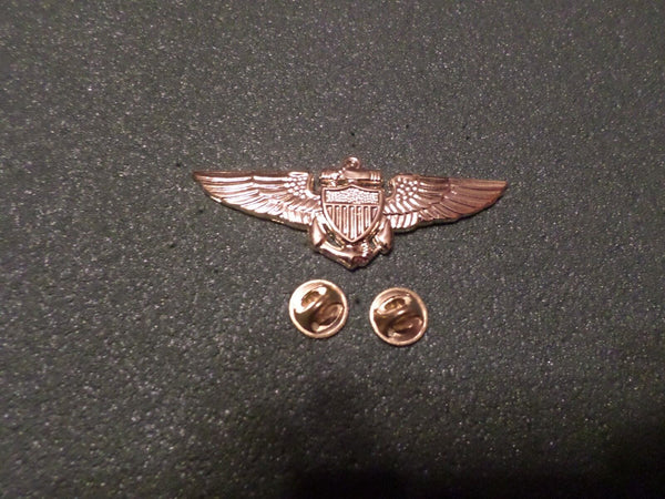 U.S MILITARY NAVY MARINE CORPS GOLD AVIATOR WINGS PIN DOUBLE CLUTCH BA ...