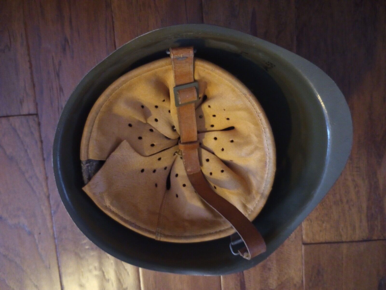 CZECH MILITARY VZ-53 HELMET AND LEATHER LINER WITH CHIN STRAP EARLY VE ...