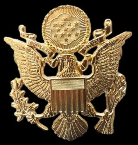 U.S Military Army Officer's Hat lapel Pin Large Gold Cap Badge insigni ...