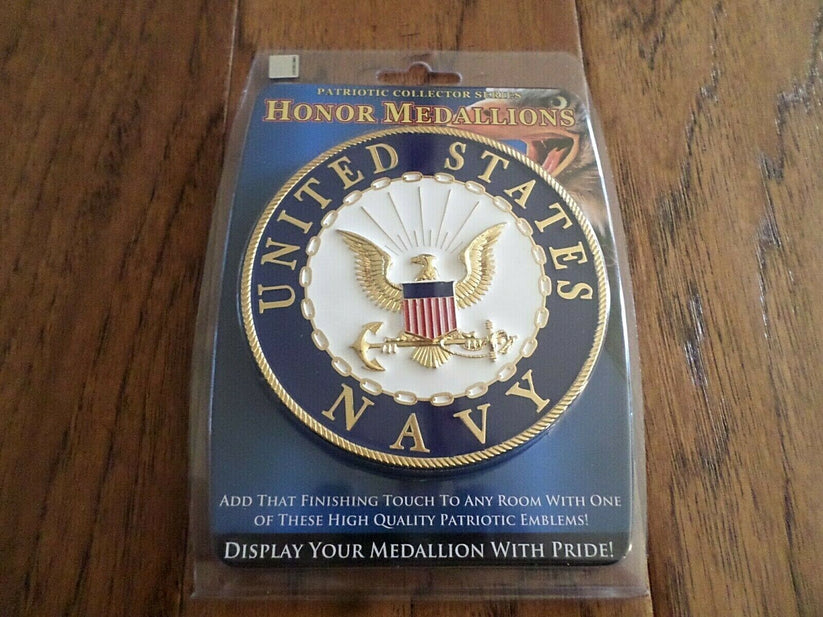 U.S NAVY METAL MEDALLION ENAMEL SHADOW BOX PRESENTATION EMBLEM PLAQUE ...