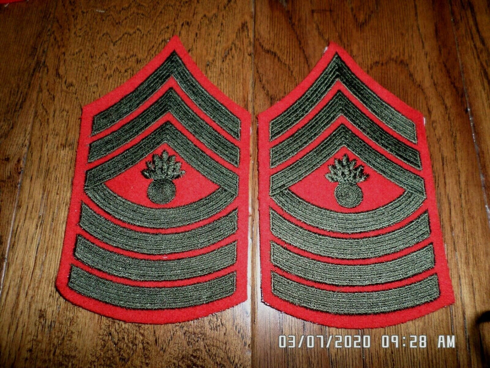 MARINE CORPS MASTER GUNNERY SGT SHOULDER PATCHES SERVICE DRESS UNIFORM ...