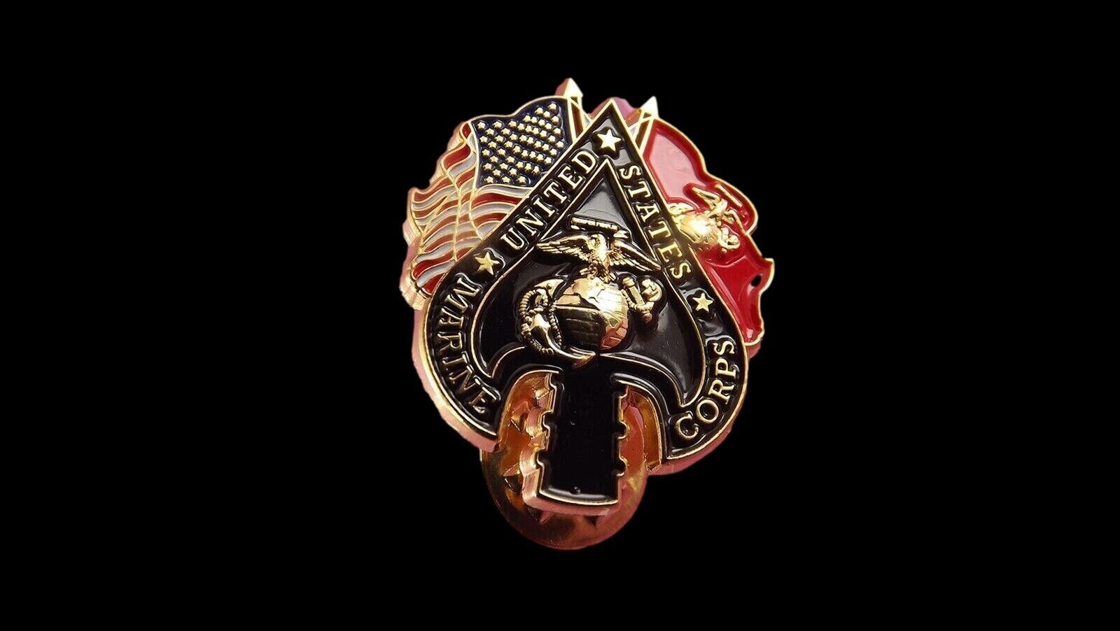 U.S MARINE CORPS EGA SPADE USA FLAG USMC FLAG HAT PIN LAPEL PIN DOUBLE ...
