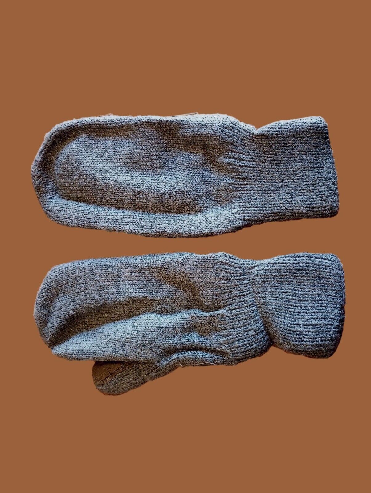 SWISS MILITARY WOOL MITTENS ARMY COLD WEATHER LEATHER PALMS SURPLUS ...