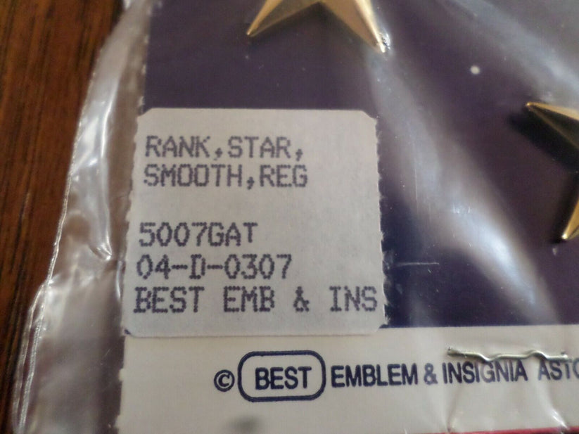 U.S MILITARY ISSUE BRIGADIER GENERAL GOLD ONE STAR COLLAR INSIGNIA FUL ...