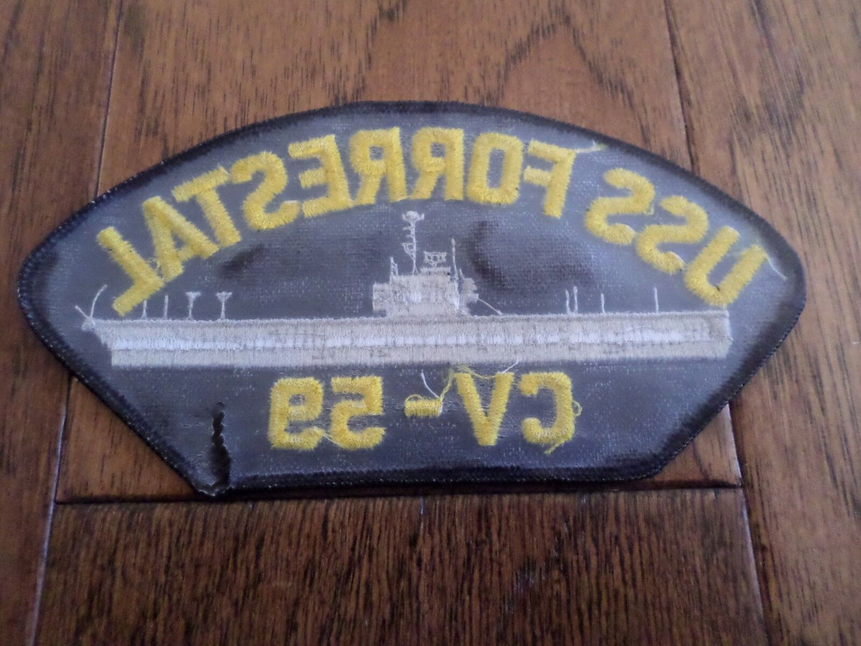 USS FORRESTAL CV-59 U.S NAVY SHIP HAT PATCH NAVY CARRIER USA MADE HEAT ...