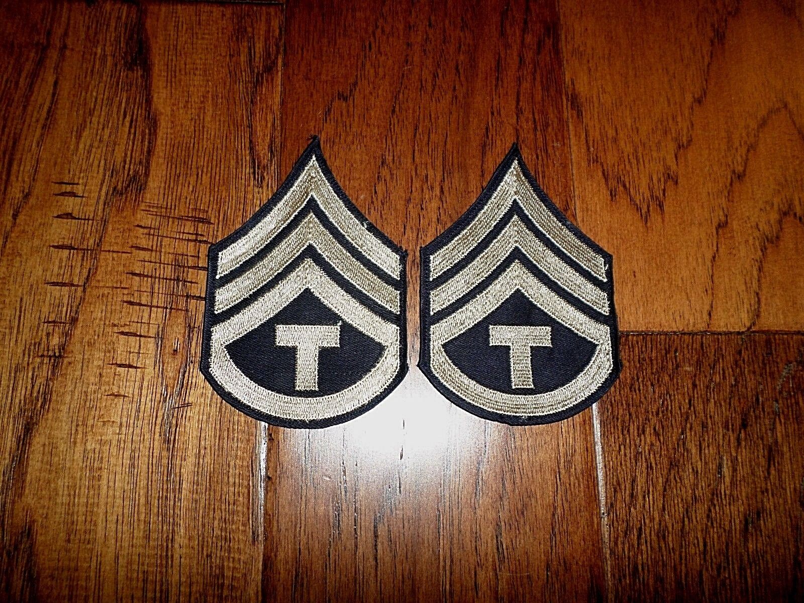 ORIGINAL US ARMY WWII TECH SERGEANT STRIPES SILVER ON BLACK TWILL PATC ...