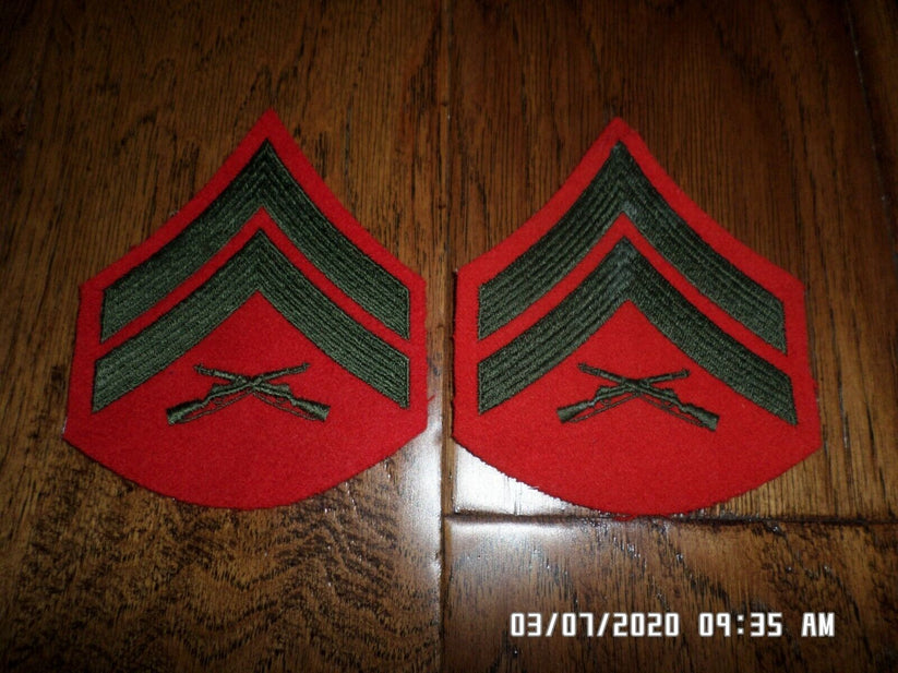 MARINE CORPS CORPORAL SHOULDER PATCHES ALPHA SERVICE DRESS UNIFORM CHE ...
