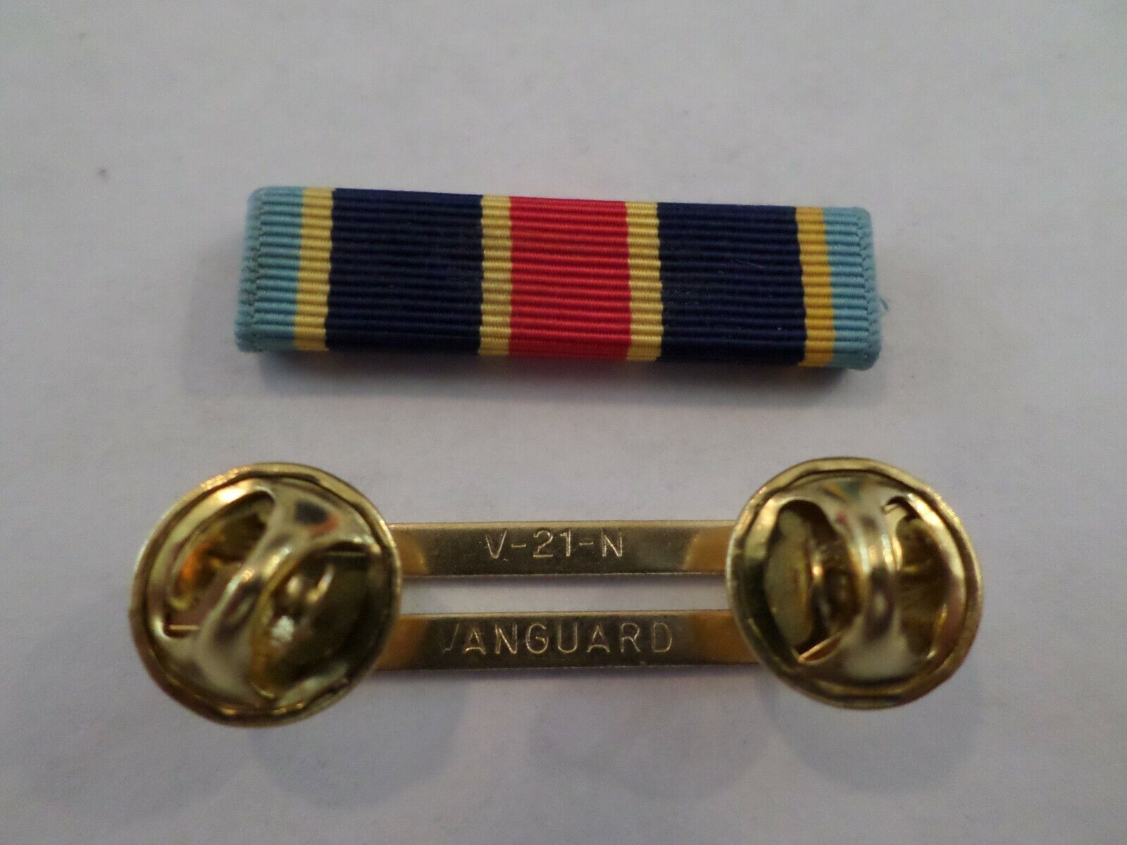 NAVY MARINE CORPS OVERSEAS SERVICE RIBBON WITH BRASS RIBBON HOLDER US ...