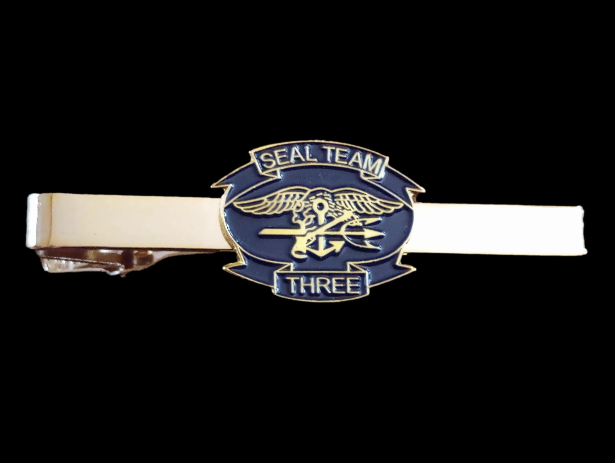 U.S MILITARY NAVY SEAL TEAM THREE TIE BAR TIE TAC CLIP ON U.S.A MADE ...
